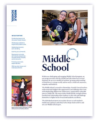 Download the Friends' Central Middle School Brochure!